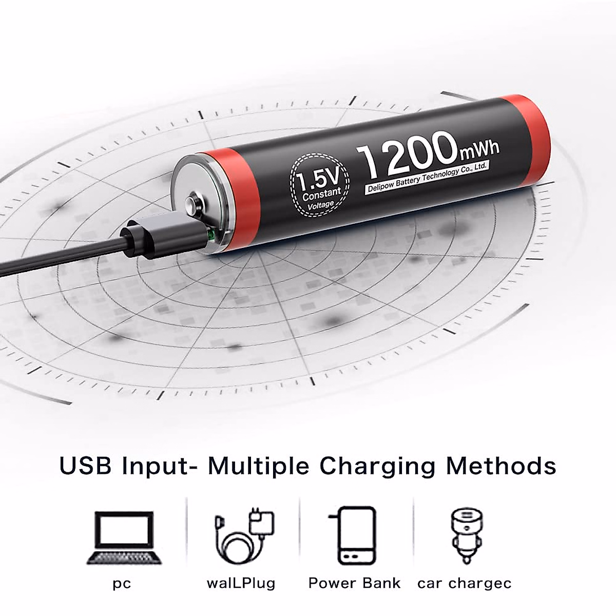 Deleepow USB Rechargeable AAA Batteries 4 Pack, USB C Rechargeable Triple A Lithium Batteries, 1200mWh 1.5V with 2-in-1 Charging Cable, 1 Hour Fast Charging AAA Rechargeable Battery