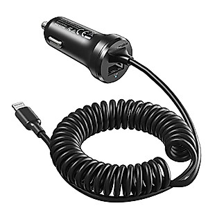 iPhone Car Charger - UNBREAKcable [Apple MFI C89 Certified] 24W Fast Car Phone Charger Cigarette Lighter Adapter with Coiled Lightning Cable for iPhone 14 13 12 11 Pro Max Mini SE Xs XR X 8 Plus iPad