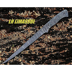 Handmade Damascus Steel Boning Knife Fillet Knife Chef Kitchen Knife with Leather Sheath Wood Handle 14" Blank blades knife making kit (BLANK BLADE)