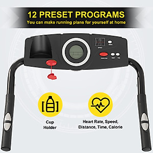 FYC Folding Treadmills for Home with Incline - 2.25HP Electric Foldable Treadmill, Easy Assemble Portable Running Walking Workout for Home Gym Saver Space, 265 LBS Weight Capacity