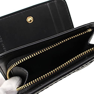 Marc Jacobs S101L01SP21 Black With Gold Hardware Top Stitched Compact Zip Women's Leather Wallet
