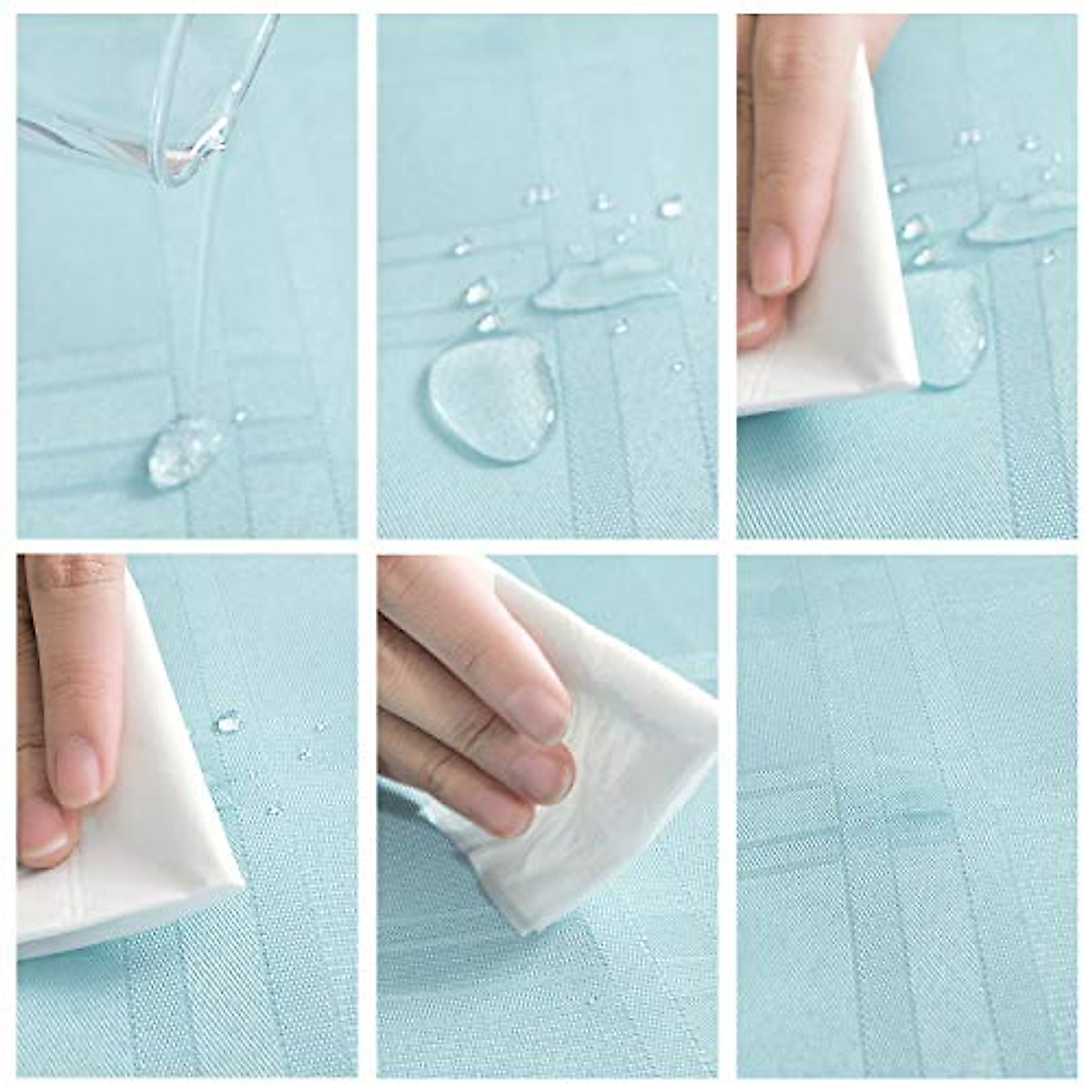 JUCFHY Soild Plaid Jacquard Spring Table Cloth Elegance Wrinkle Resistant Contemporary Woven Decorative Tablecloths, Spillproof Soil Resistant Holiday Table Cover, 52 X 70, Turquoise