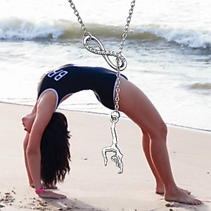 FUSTMW Gymnast Gift Gymnastics Y Necklace Infinity Love Charm Gymnast Jewelry Gymnastics Class Gift for Women