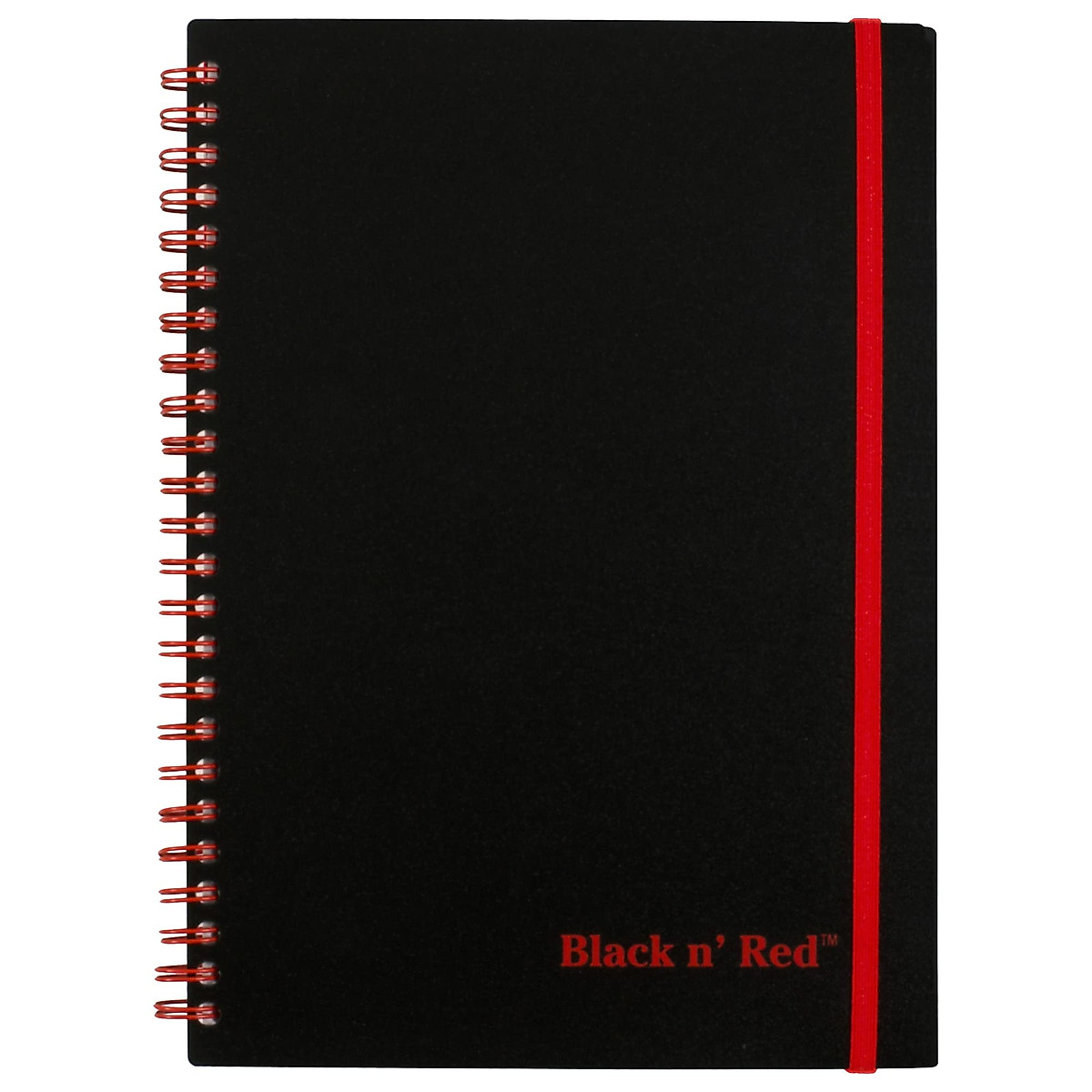 Black n' Red Twin Spiral Poly Cover Notebook, Medium, Black, 70 Ruled Sheets, Pack of 1 (C67009)