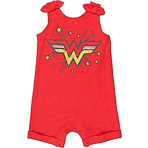 DC Comics Justice League Wonder Woman Infant Baby Girls Sleeveless Romper & Headband Red 18 Months