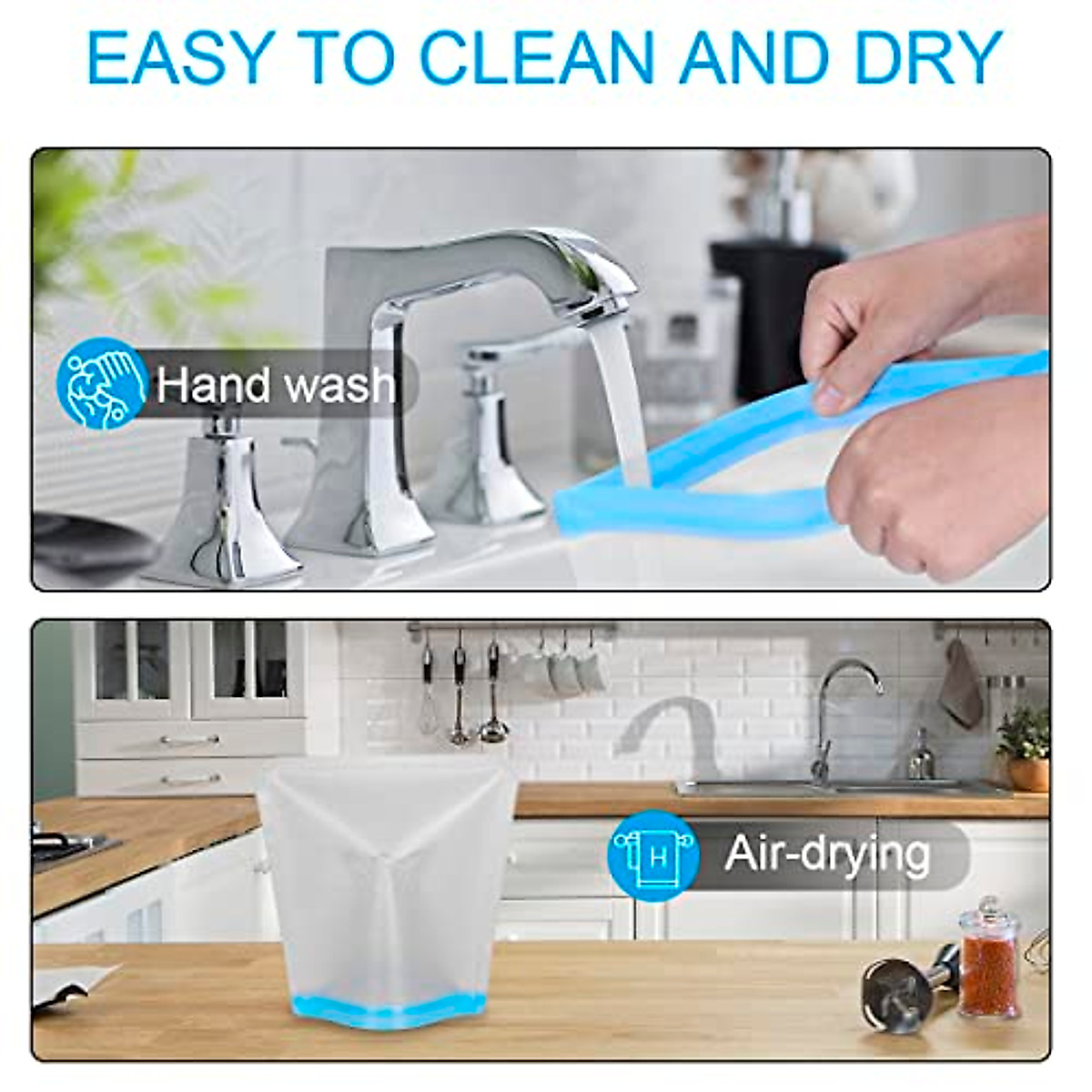 Hvalucen Reusable Food Storage Bags, 4-Pack BPA FREE Flat Freezer Bags, and LEAKPROOF Gallon Storage Bags for Marinate Meats, Cereal, Sandwich, Snack, Travel Items, Home Organization Storage