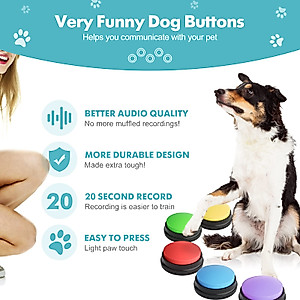 5 Pack-Dog Buttons for Communication Starter Pack,𝘿𝙤𝙜 𝘽𝙪𝙩𝙩𝙤𝙣𝙨 𝙏𝙖𝙡𝙠,Training Pet to Speaking Buttons,Speech Buttons with Words Voice Record Buttons,Push Buttons to Talk-Dog Gifts&Stuff