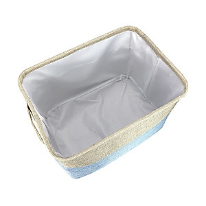 MALIHONG Personalized Foldable Storage Basket with Lovely Dog Yorkie Collapsible Sturdy Fabric Pet Toys Storage Bin Cube with Handles for Organizing Shelf Home Closet, Blue amd White