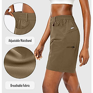 Viodia Women's Hiking Cargo Shorts Quick Dry Stretch Lightweight Camping Shorts for Women with Zipper Pockets Dark Khaki Small