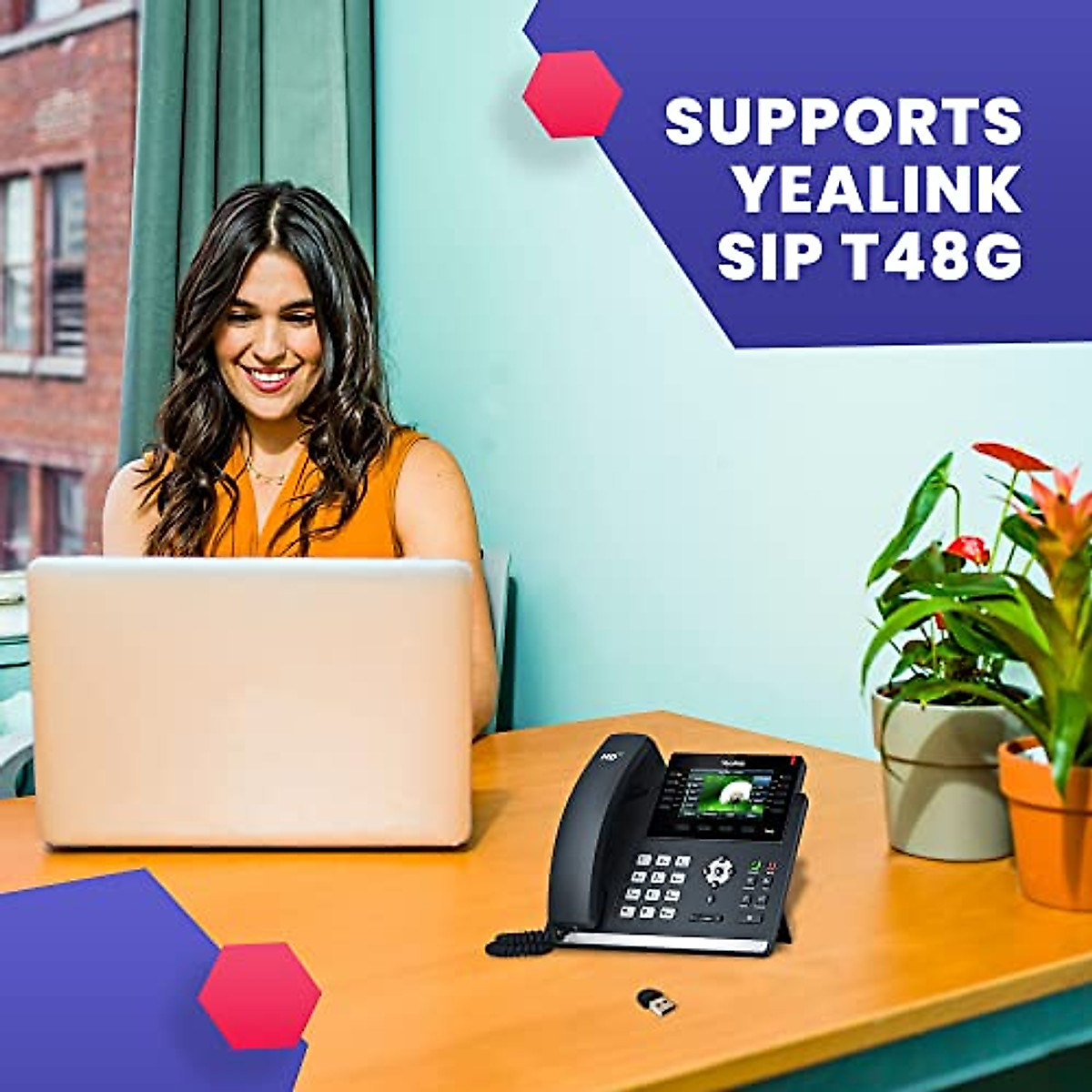 Yealink WF40 USB Wi-Fi Dongle Adapter for SIP IP Phones- Compatible Models - T27G, T29G, T46G, T48G, T41S, T42S, T46S, T48S, T52S, T54S- Global Teck Microfiber Cloth