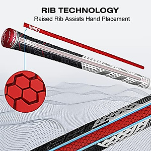Geoleap ACE-R Golf Grips Set of 13- Back Rib Improved Control，Multi Compound Rubber And Cord Hybrid Golf Club Grips, Standard/Mdisize, 5 Colors Optional. (Standard, White)