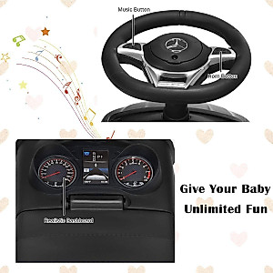 Ride-on Toy, Licensed Mercedes-Benz AMG Baby Racing Car, 3in1 Walker, Toddler Gliding Scooter, Pulling Cart with Sound & Light, Black