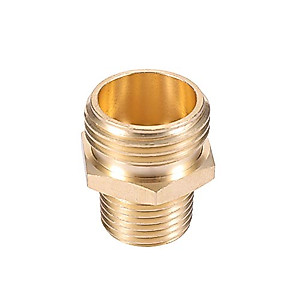 Brass Pipe to Garden Hose Fitting Connect ,3/4"GHT Male x 1/2" NPT Male Connector ,GHT to NPT Adapter Brass Fitting,Garden Hose Adapter(2 Pack) (1/2NPT(male to male))