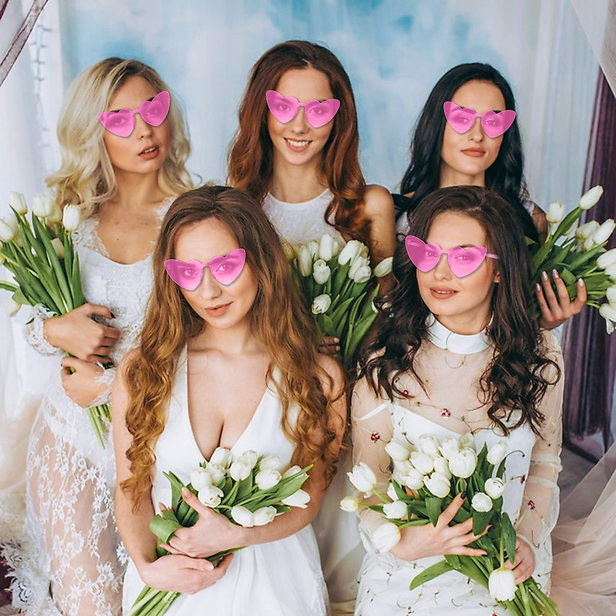 Chicpop 12 Pcs Heart Sunglasses For Women Cute Fun Bachelorette Glasses Bulk for Party Favors