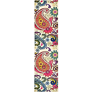 Unique Loom Estrella Collection Colorful, Paisley, Floral, Abstract, Modern Area Rug, 2 ft 7 in x 10 ft, Beige/Pink