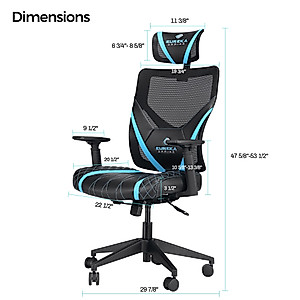 EUREKA ERGONOMIC Gaming Chair,Video Game Chairs PC Mesh Gaming Computer Chair with Adjustable Lumbar Support Headrest Armrest Gamer Desk Chair with for Adults Teens, Blue