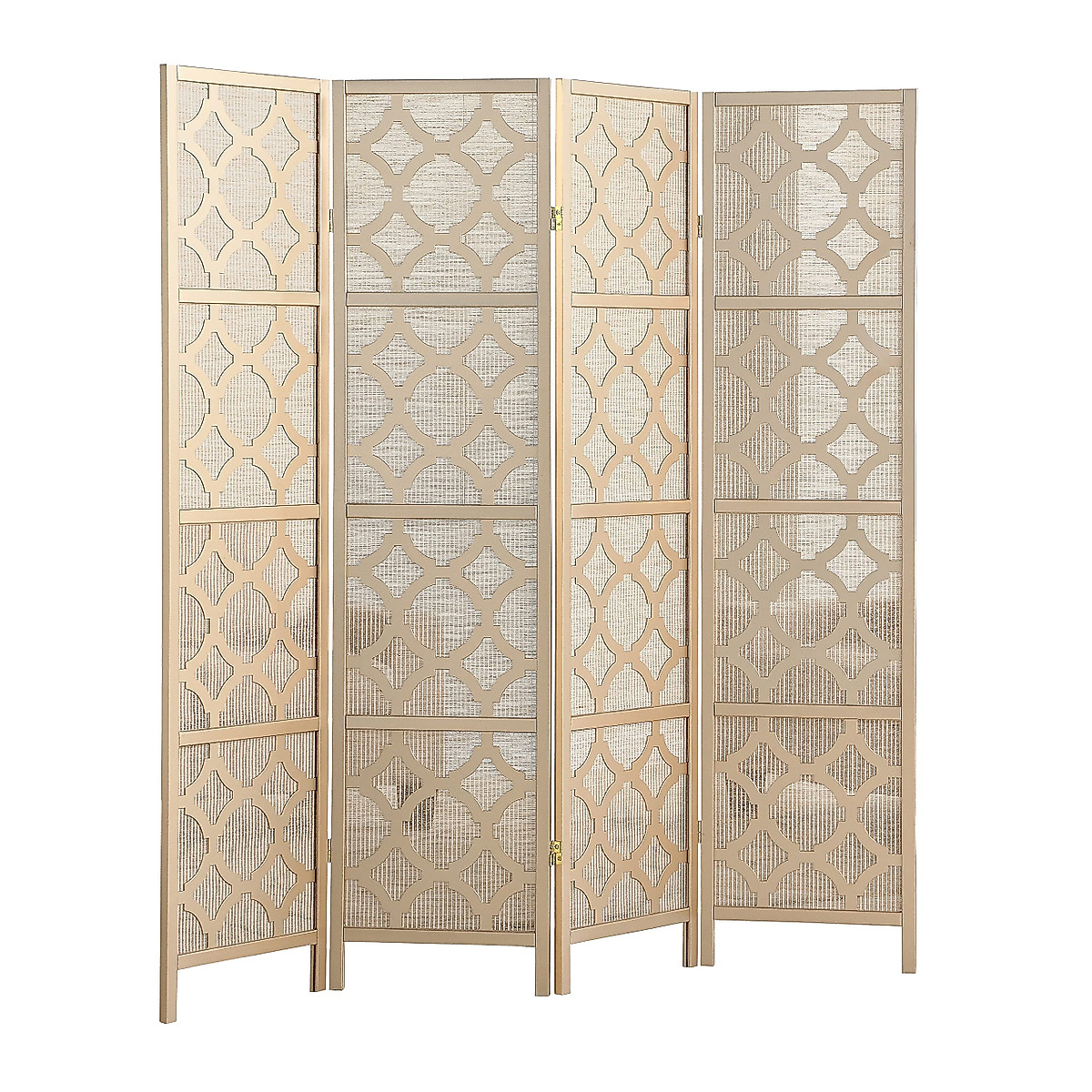 NicBex Room Divider 4 Panel Room Dividers with Quarterfoil Diamond Design Partition Room Dividers and Folding Privacy Screens Wall Divider for Home, Room Separation,69.28"W x 17.32"D x 70.31"H, Gold