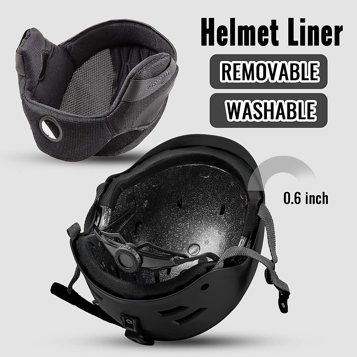 TurboSke Ski Helmet, Snowboard Helmet, Snow Sports Helmet for Men Women and Youth (Black, M)