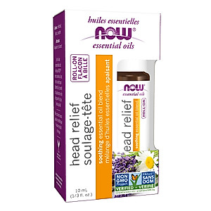 NOW Essential Oils, Head Relief Roll-On, Certified Non-GMO, Soothing Blend, Steam Distilled, Topical Aromatherapy, 10-mL