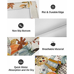 Outdoor Rug 4' x 6', Fall Scarecrow Large Area Rugs for Patio/RV/Deck/Porch/Indoors, Thanksgiving Pumpkin Autumn Leaves Water Absorption Camping Rug Carpet, Lightweight Washable Rug Runners