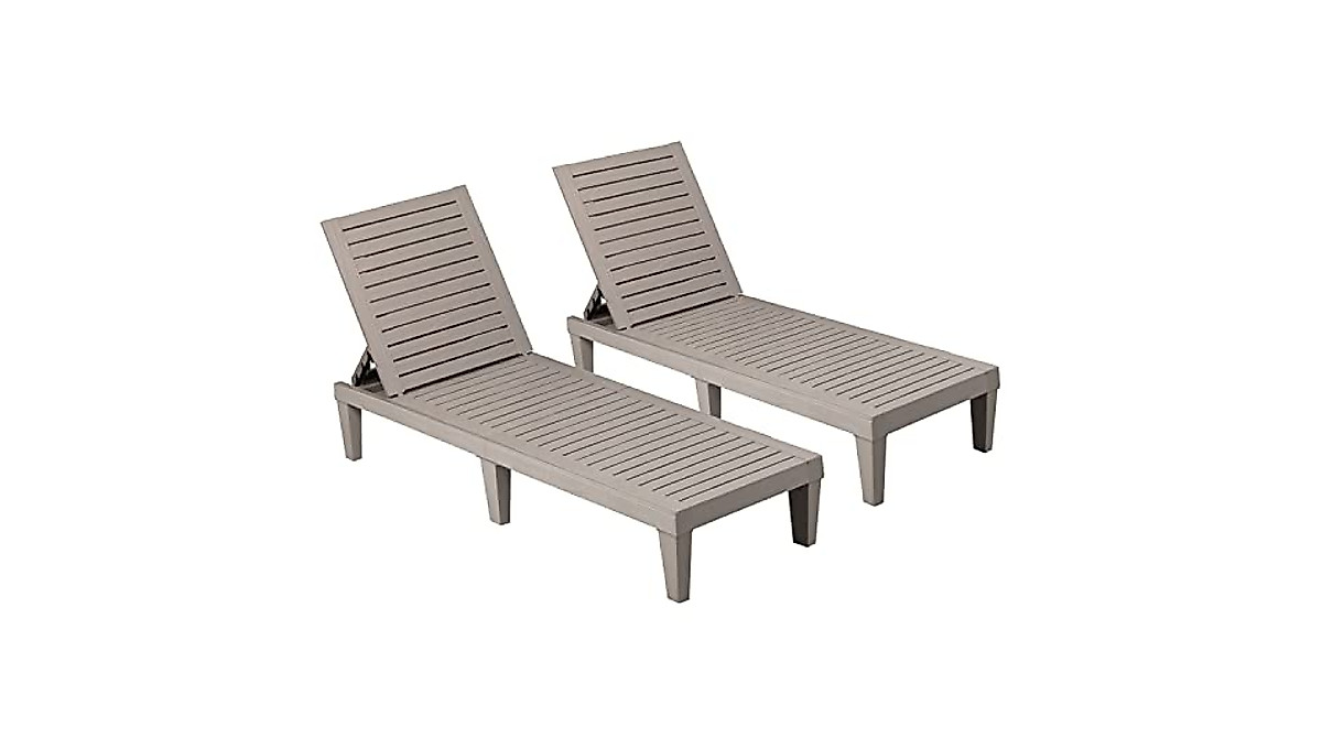 Devoko Outdoor Lounge Chairs Set of 2 Waterproof & Adjustable