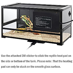 XIEHUZA Reptile Heating Pad, 23W Temperature Adjustable Under Tank Heater with Adhesive for 30-40gal Tank, Waterproof Heat Mat for Turtle, Lizard, Snake, Reptile, and Other Small Animals, 12x8 inch