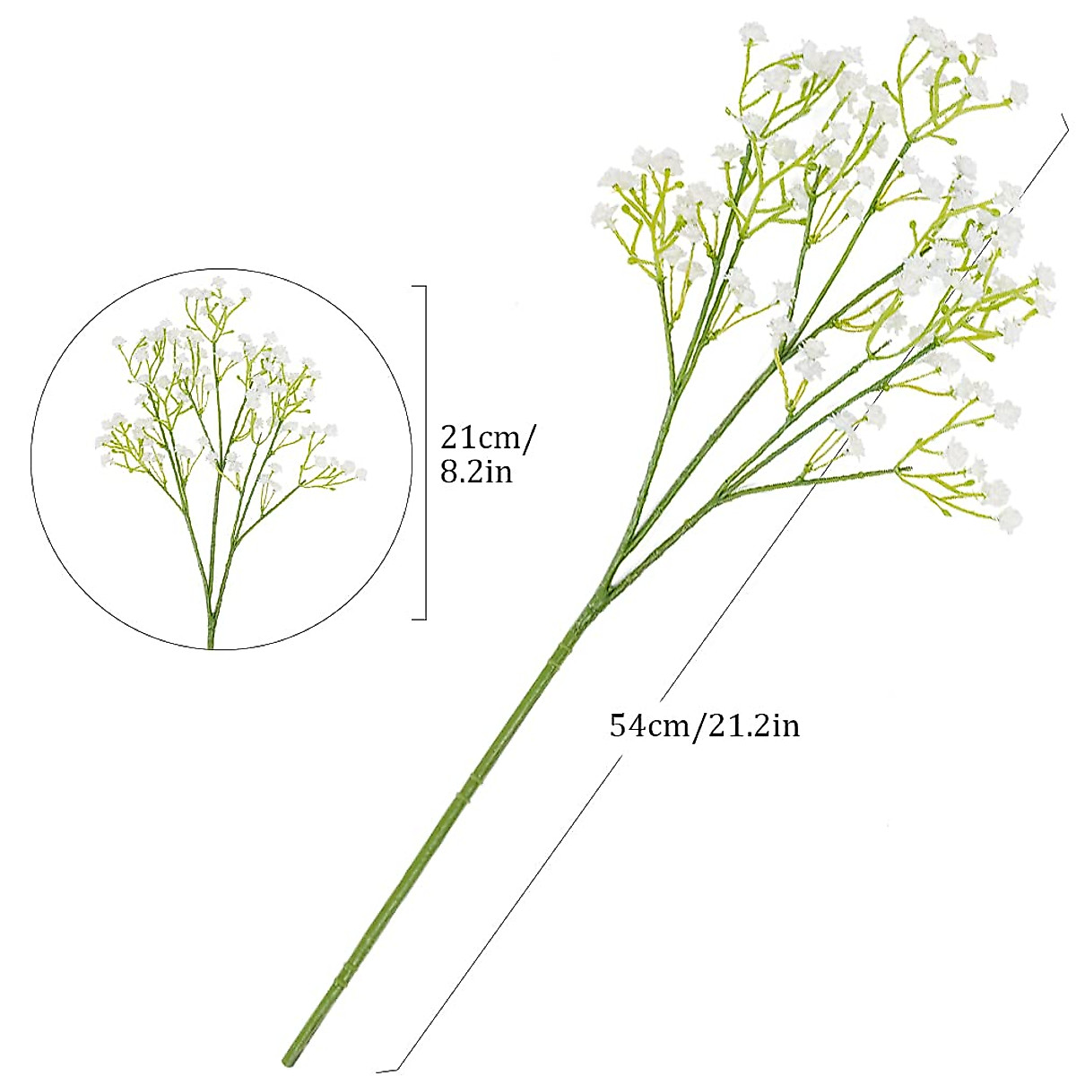 N&T NIETING Babys Breath Artificial Flowers,10Pcs Fake White Baby Breath Flowers Artificial Bulk, Real Touch Faux Babies Breath Gypsophila for Wedding Floral Bouquets Party Decor