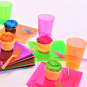 Party Essentials Hard Plastic 10-Ounce Party Cups and Tall Tumblers, Neon Pink, 25-Count