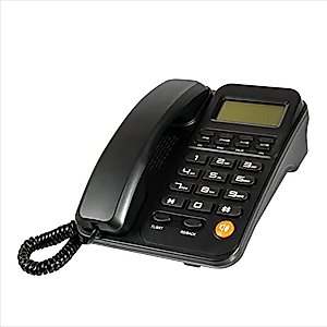 Corded Telephone Landline Telephone, Wired Telephone Big Button Phones with Caller Identification, Suitable for Office, Front Desk, Home, Hotel, No AC Power Required(Black)