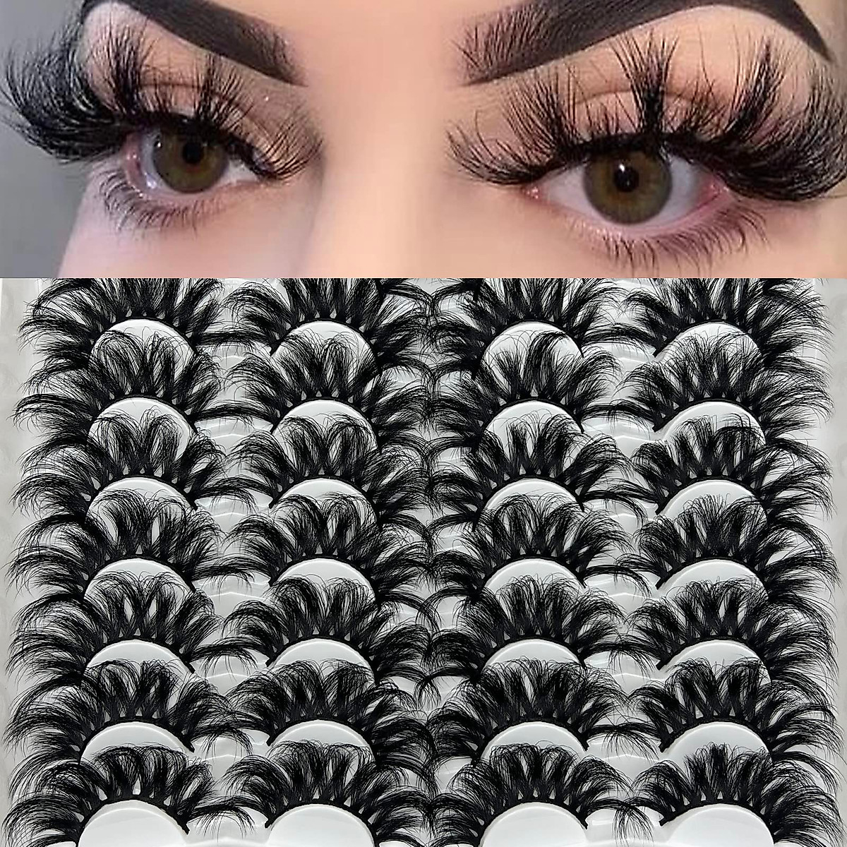 Dramatic 25 MM Mink Lashes Fluffy 5D Mink Eye Lashes Pack Reusable Long Wispies False Eyelashes Bulk