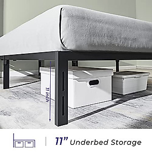 GreenForest Full Size Bed Frame Quick Lock Heavy Duty Metal Platform Bed Mattress Foundation, No Box Spring Needed, Black