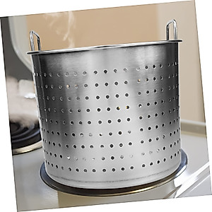 DOITOOL Crawfish Leaky Pot Crawfish Seafood Pot Seafood Boil Pot Stainless Steel Crawfish Pot Crawfish Crab Steamer Pot Strainer Basket Stock Pot Insert for Outdoor Cooking Accessories Silver