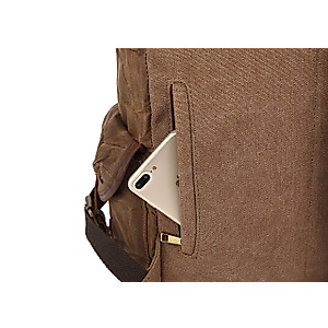 Genuine Leather Canvas waxed Backpack Travel Laptop Bag