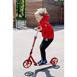 DAKOTT Ferrari Foldable Kick Scooter 2 Wheel, Quick-Release Folding System, Shock Absorption Mechanism, Large 200mm Wheels Scooters for Adults and Teens, Black, (FXA2080BLK)