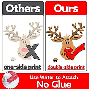 Double-Sided Christmas Window Clings, Window Decorations Stickers for Glass,Adorable Designed Decorative Window Film Christmas Snowflakes Clings with Santa Claus,Reindeer,Snowman,ELF