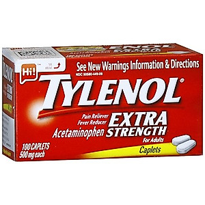 TYLENOL Extra Strength Pain Reliever & Fever Reducer 500 mg, Caplets 100 ea Pack of 2