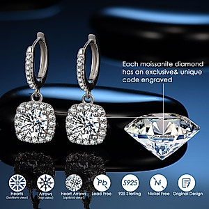 Diamond Earrings for Women, Hoop Earrings Moissanite Earrings 2Ct, Gifts for Wife Soulmate Mom Girlfriend, Anniversary Jewelry Present for Wife, Birthday Valentines Gifts