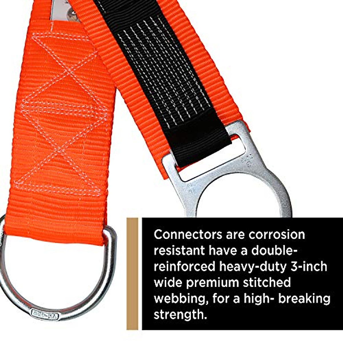 AFP 3’ Cross Arm Strap Premium Heavy-Duty Pass-Through Double Steel Ring, Safety Fall Protection Anchorage Connector (OSHA/ANSI) PPE