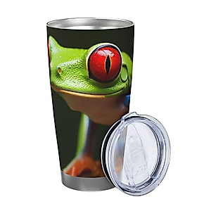 Red Eyes Tree Frogs Tumbler with Lid and Straw 20oz Stainless Steel Car Cup for Hot and Cold Drinks, Double Wall Insulated Travel Coffee Mug Reusable Drink Thermos Cup Birthday Gifts