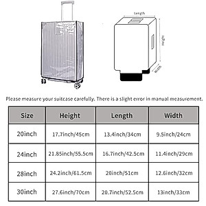 Hsyydzi Luggage Protector Case Clear PVC Suitcase Cover - Dustproof, Waterproof, Scratch-Resistant Luggage Covers for Suitcase, Clear Luggage Protector Cover(28inch-24.2''H * 20''L * 12.6''W)