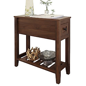 LUSUOWLZ Chairside Narrow End Table, Solid Wood Recliner Side Table with Drawer, Slim Nightstand Bedside Table for Living Room Bedroom