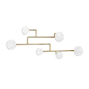 Deco 79 Wood 6 Hangers Wall Hook, 24" x 2" x 7", Gold