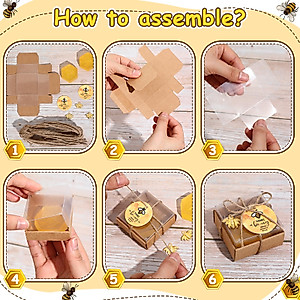 Dimsile 24 Set Baby Shower Bee Party Favors Honeycomb Bee Soap Handmade Scent Soaps with Gift Box Thank You Cards Bee Charms for Guest Gender Reveal Keepsake Wedding gifts Decorations (Transparent)