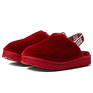 UGG Girls T Fluff Yeah Clog Slipper, Samba RED, 12 Little Kid