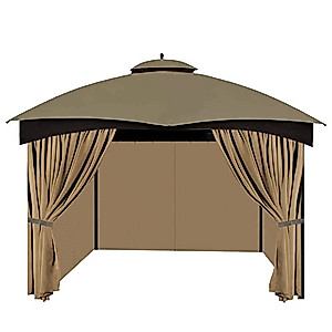 10'x12' Gazebo Curtains Outdoor Waterproof, Universal Replacement Curtain 4-Panels, Sidewalls with Zipper for Garden, Patio, Yard (Only Curtains)
