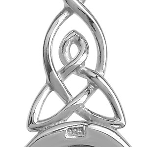 Silvershake Natural Moonstone 925 Sterling Silver Triquetra Celtic Knot Dangle Hook Earrings