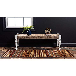 Unique Loom Barista Collection Modern, Abstract, Stripes, Urban, Rustic, Warm Colors Area Rug, 2' 2 x 6' 0 Runner, Multi/Beige