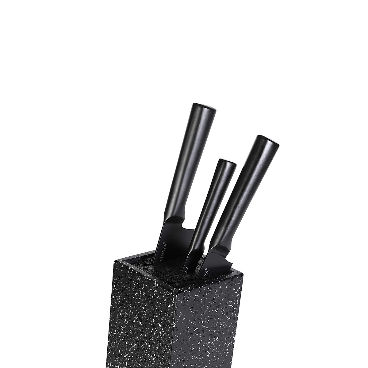 Knife Block, Universal Kitchen Knife Holder Set, Storage Up to 6 Pieces Large and Small Knives With Washable Flex Rods, Multifunctional Organizer For Knives (Black White Speckled)