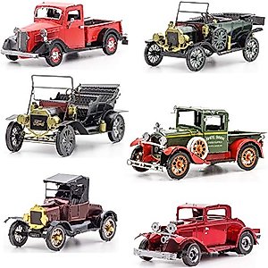 Fascinations Metal Earth 3D Metal Model Kits Ford Set of 6-1908 Model T Dark Green - 1910 Model T - 1931 Model A - 1932 Coupe - 1937 Pickup - 1925 Model T Runabout