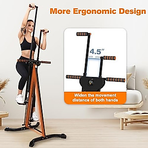 Vertical Climber Exercise Machine for Home Gym with 4 Metal Guide Rails Folding Exercise Climber Cardio Workout Machine 5-Level Heights Stair Stepper Newer Version,Easy to Assemble
